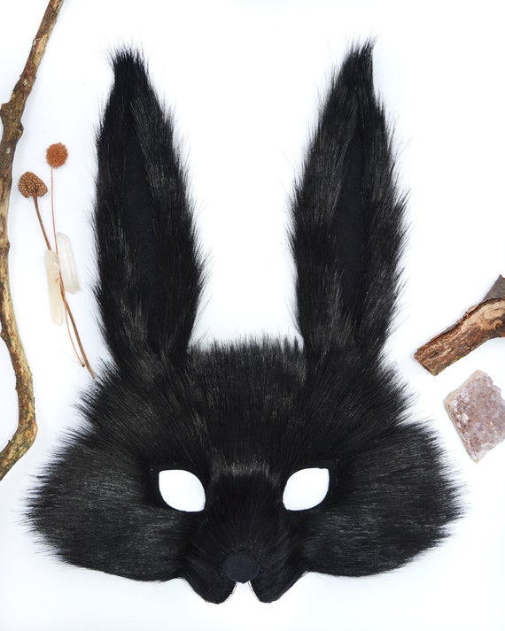 Black Rabbit Mask Handmade - Etsy