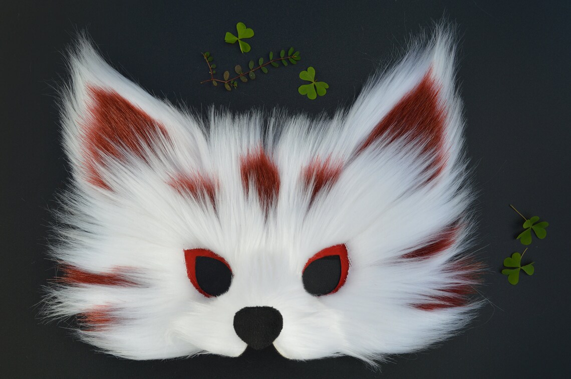 Faux Fur Kitsune Fox Mask, Handmade - Etsy