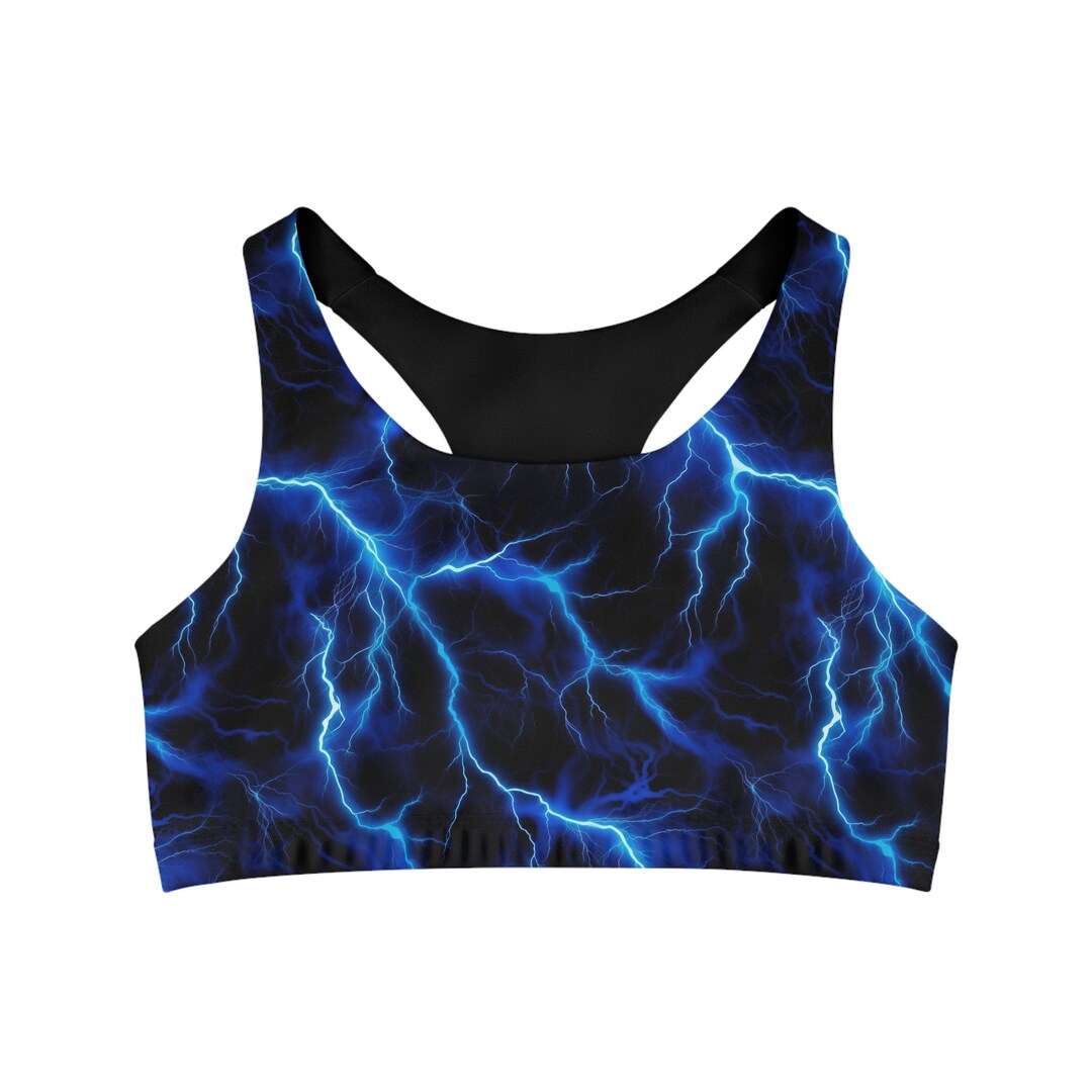 Blue Electric Rave Top, Rave Outfit Women, Rave Wear, Rave Sports Bra ...
