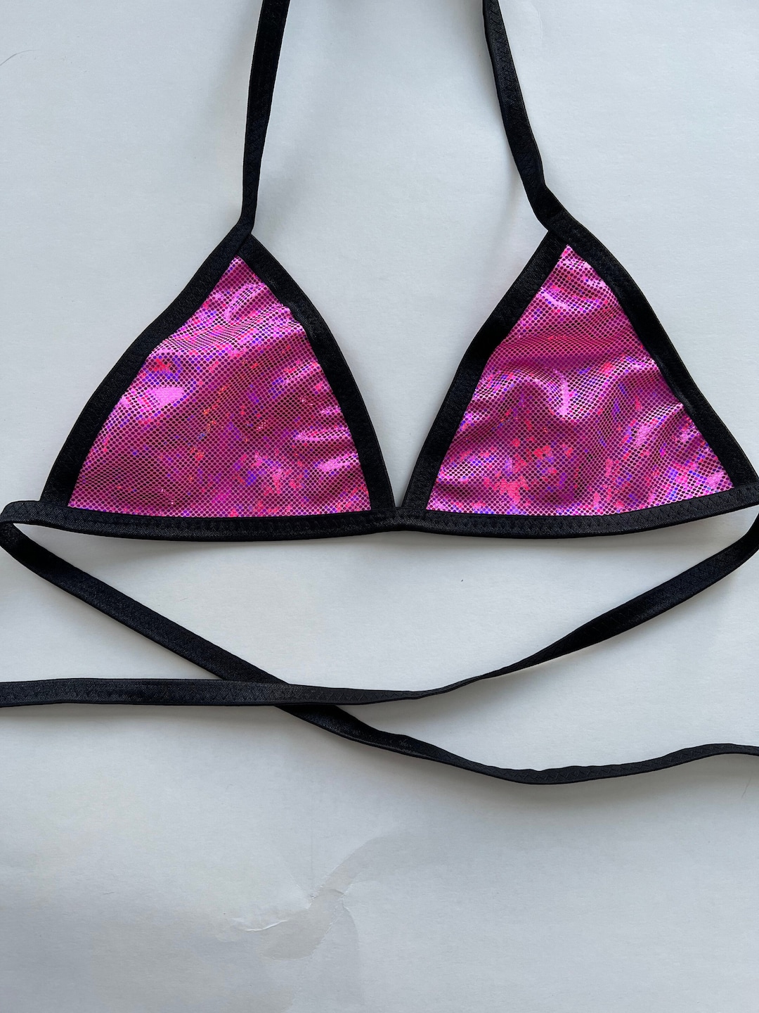 Pink Rave Top, Rave Bralette, Pink Holographic Bralette, Holographic ...
