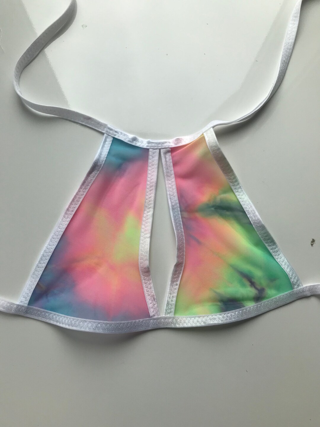 Tie Dye Mesh Rave Top, Key Hole Halter Top, Rainbow Rave Top, Rave Wear ...