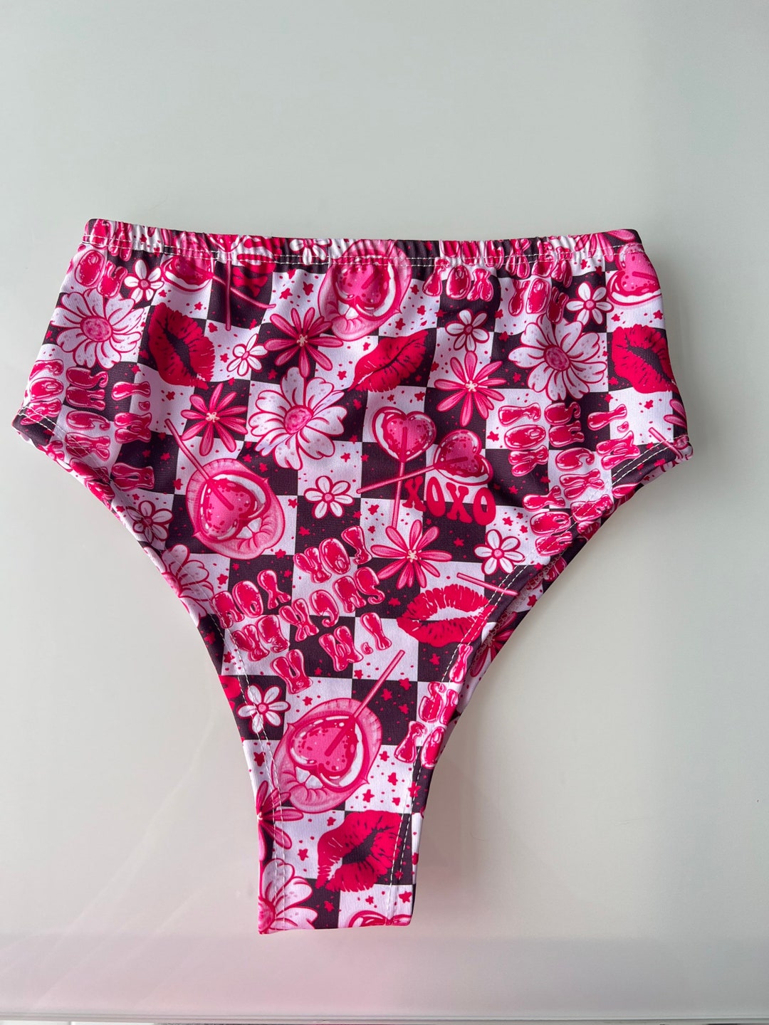 Pink Rave BOTTOMS ONLY, Checkered Rave Bottoms, High Waisted Rave ...