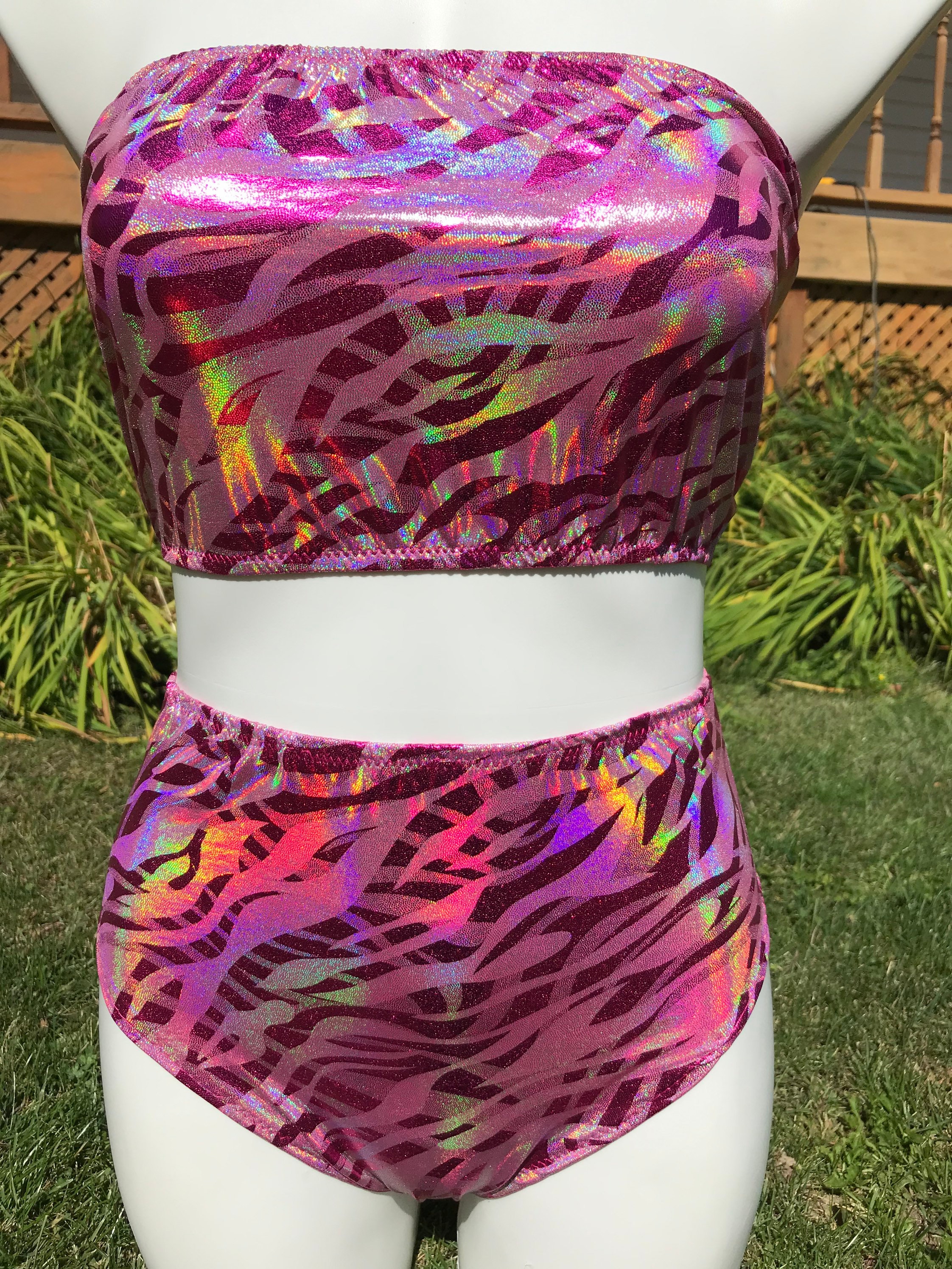 Pink Rave Outfit Set Rave Top Rave Bottoms Boob Tube Rave Etsy