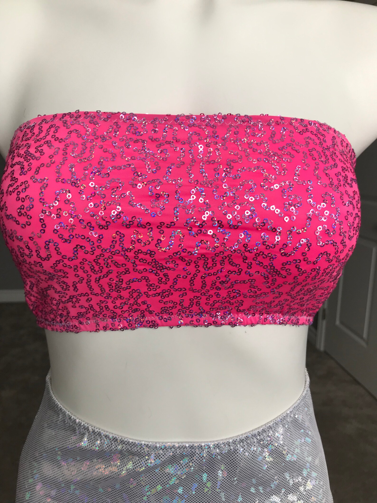 Rave top Pink Sequin Rave Top rave boob tube holographic | Etsy