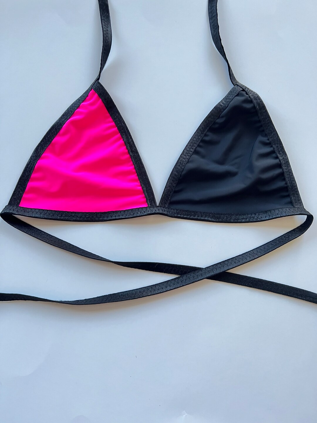 Pink and Black Split Color Rave Top Pink Wrap Rave Bralette - Etsy Canada
