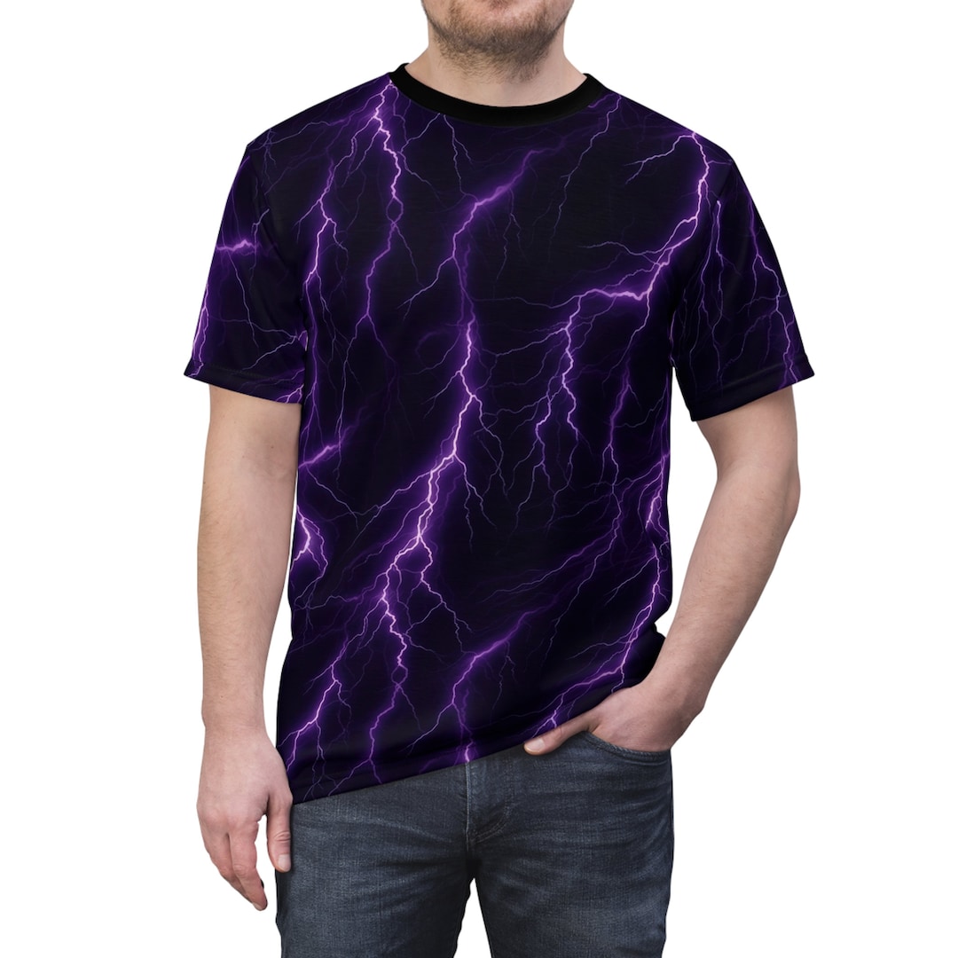Mens Purple Lightning Rave Shirt, Mens Rave Outfit, Couples Matching ...