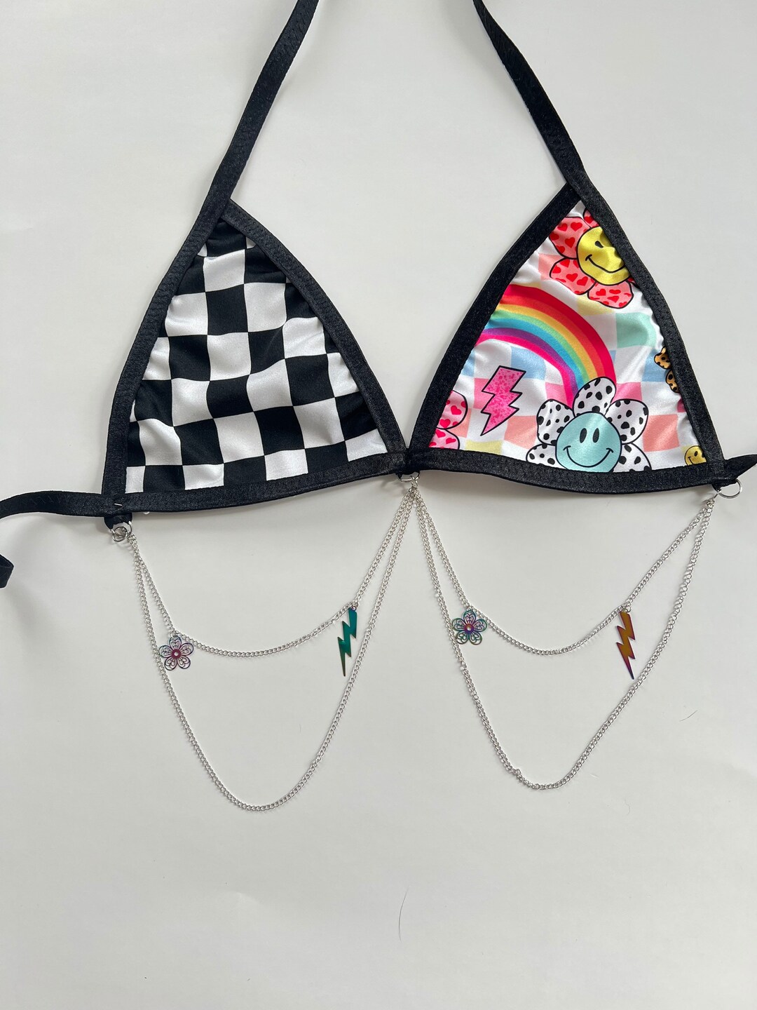 Rave Top, Chain and Charm Rave Bralette, Plus Size Rave Outfit, Chain ...