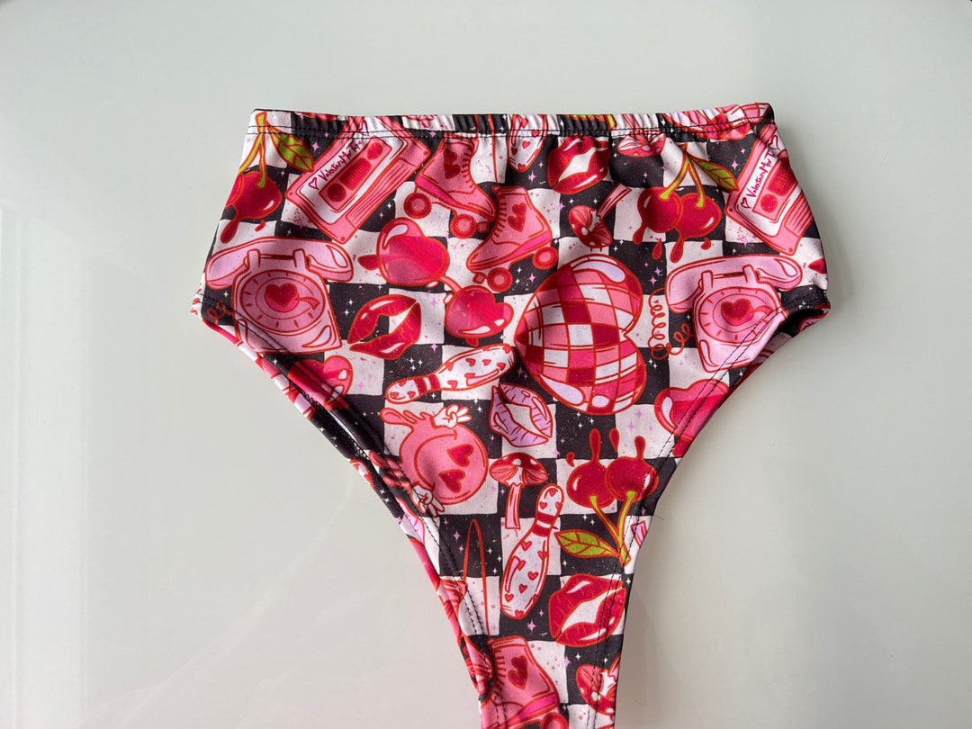 Red Retro Rave BOTTOMS ONLY, Checkered Rave Bottoms, High Waisted Rave ...