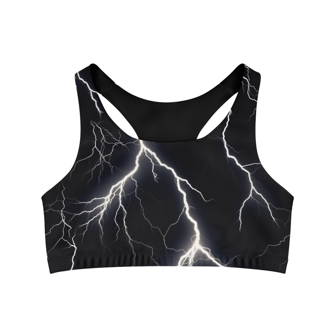 White Electric Rave Top, Rave Outfit Women, Rave Wear, Rave Sports Bra ...