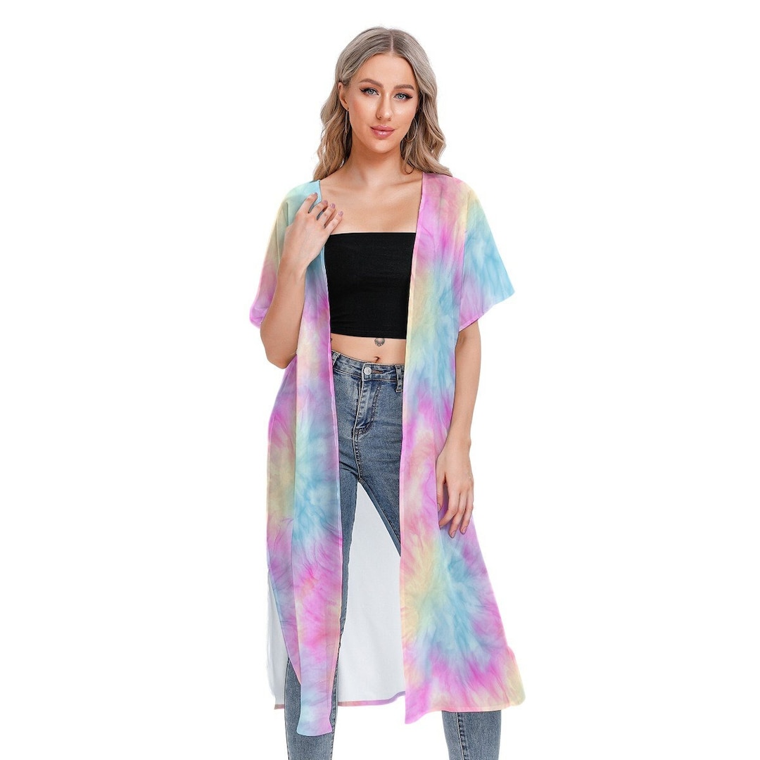 Tie Dye Rave Kimono, Mesh Ravee Kimono, Rave Cartigan, Festival Kimono ...
