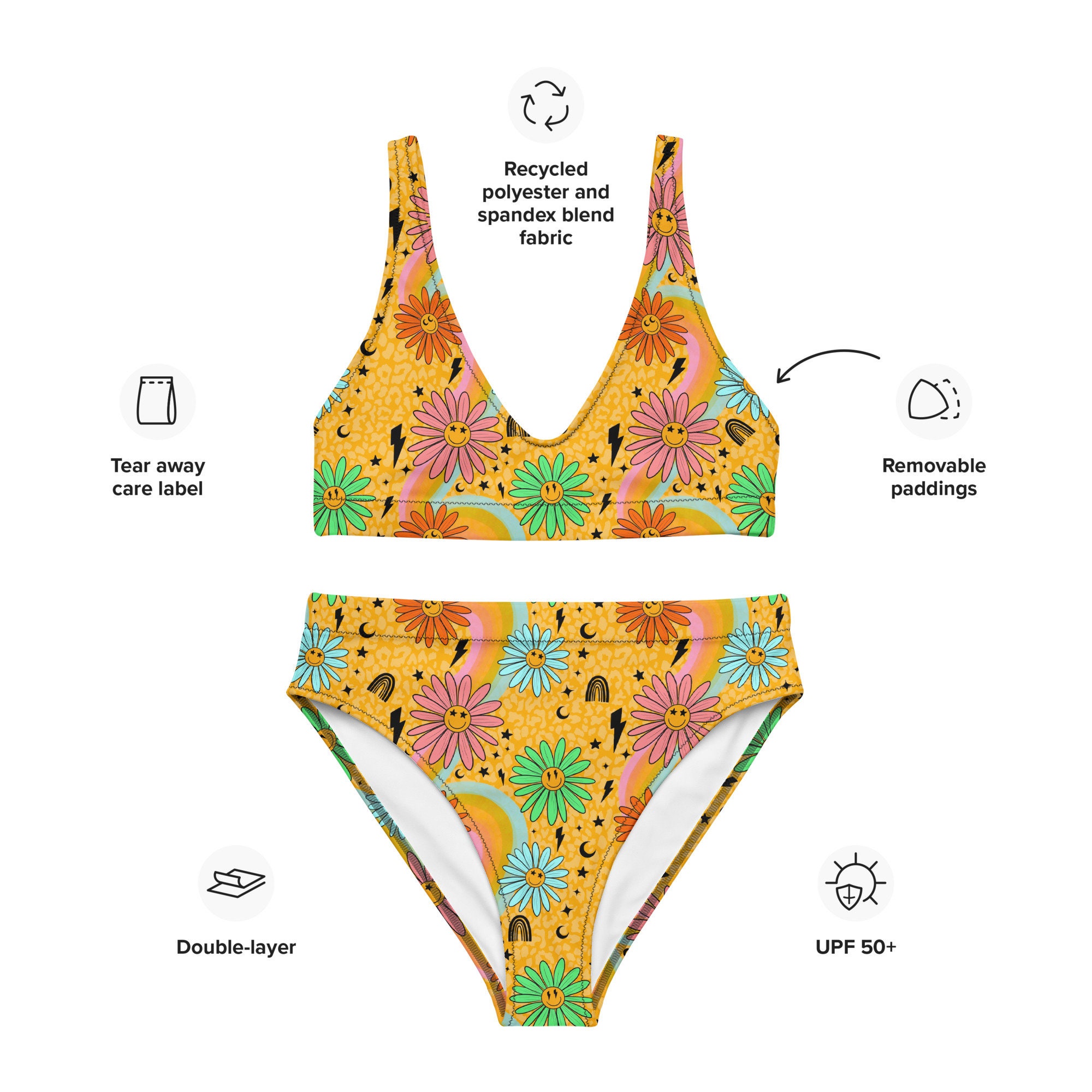 Yellow Groovy Rave Outfit Set Women, Matching Rave Outfit Set, High ...
