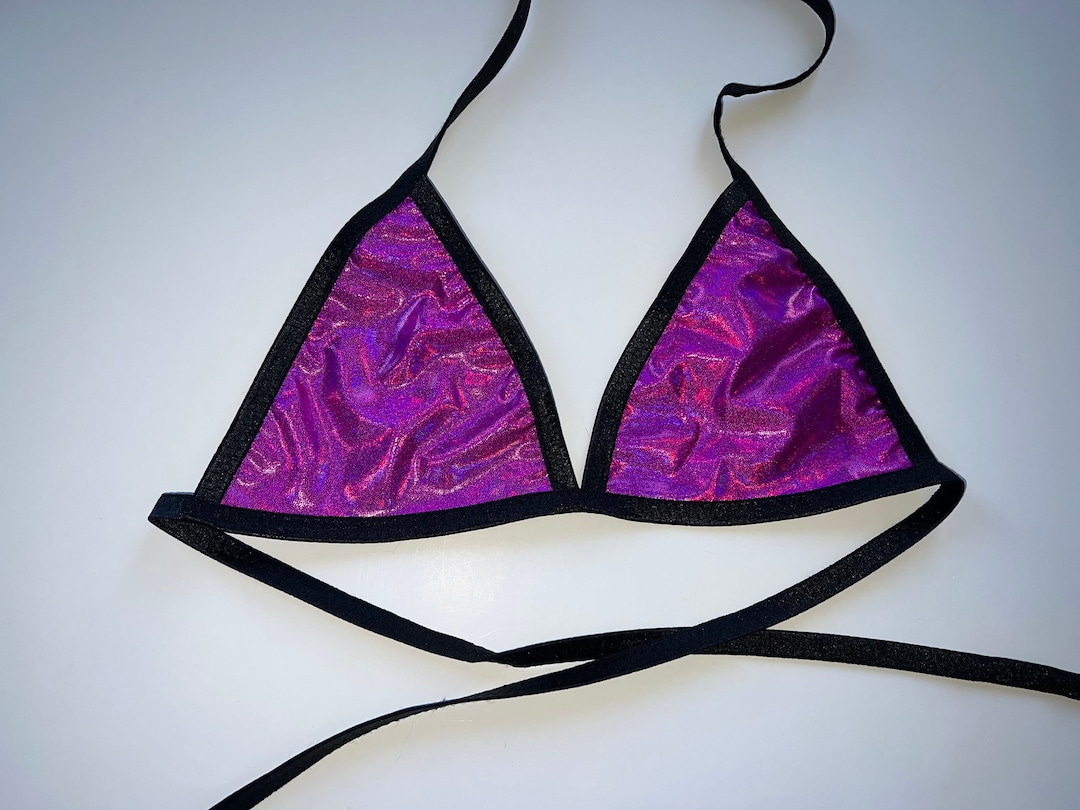 Holographic Rave Top Bralette, Plus Size Rave Outfit Set Women, Pink ...