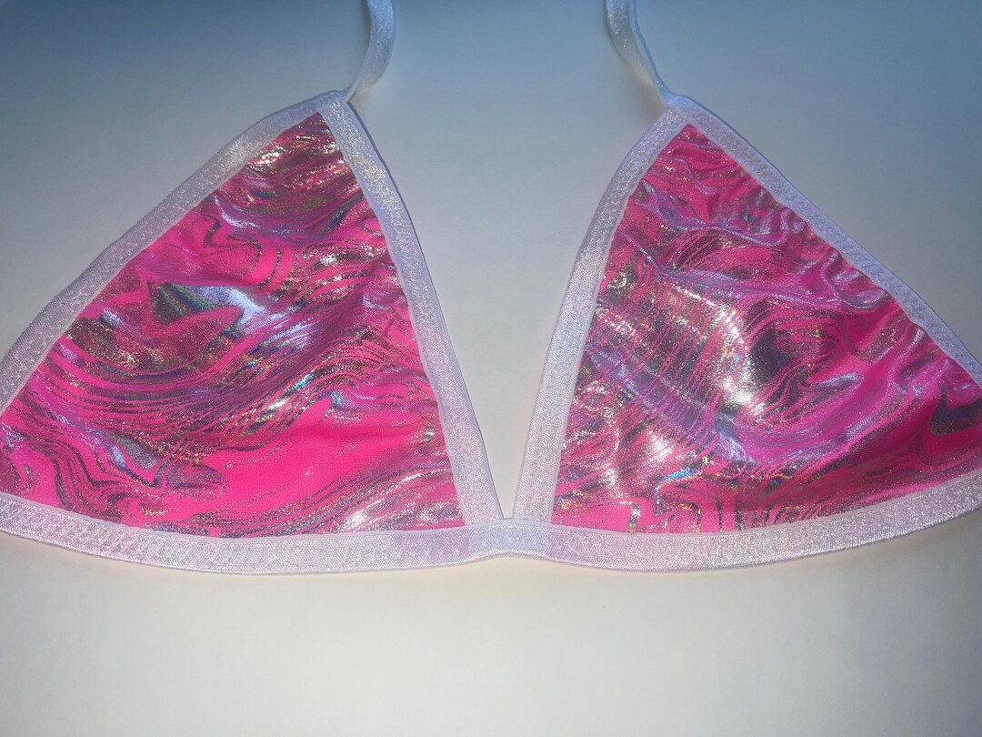 Pink Rave Top, Pink Boob Tube Crop Top Rave, Pink Holographic Top, Rave ...