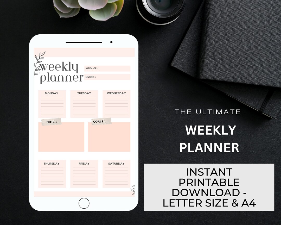 Digital Weekly Planner | Printable Weekly Planner | Hourly Weekly ...