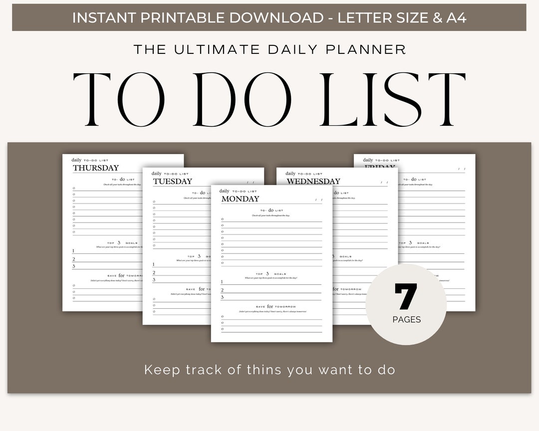 Printable To-do List, Task Planner, Daily Planner, Time Management ...