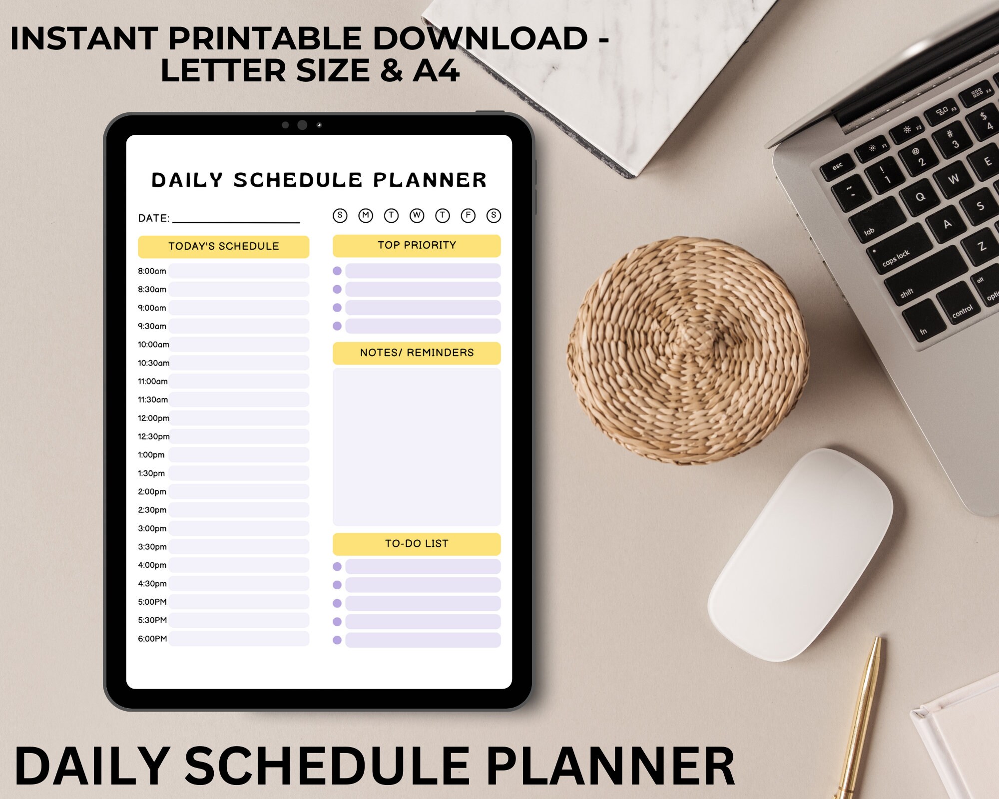 Daily Planner Daily Schedule Template Day Schedule Template - Etsy