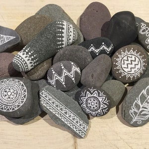 Aztec Design Painted Rocks Chevron Designs Stone Wedding - Etsy