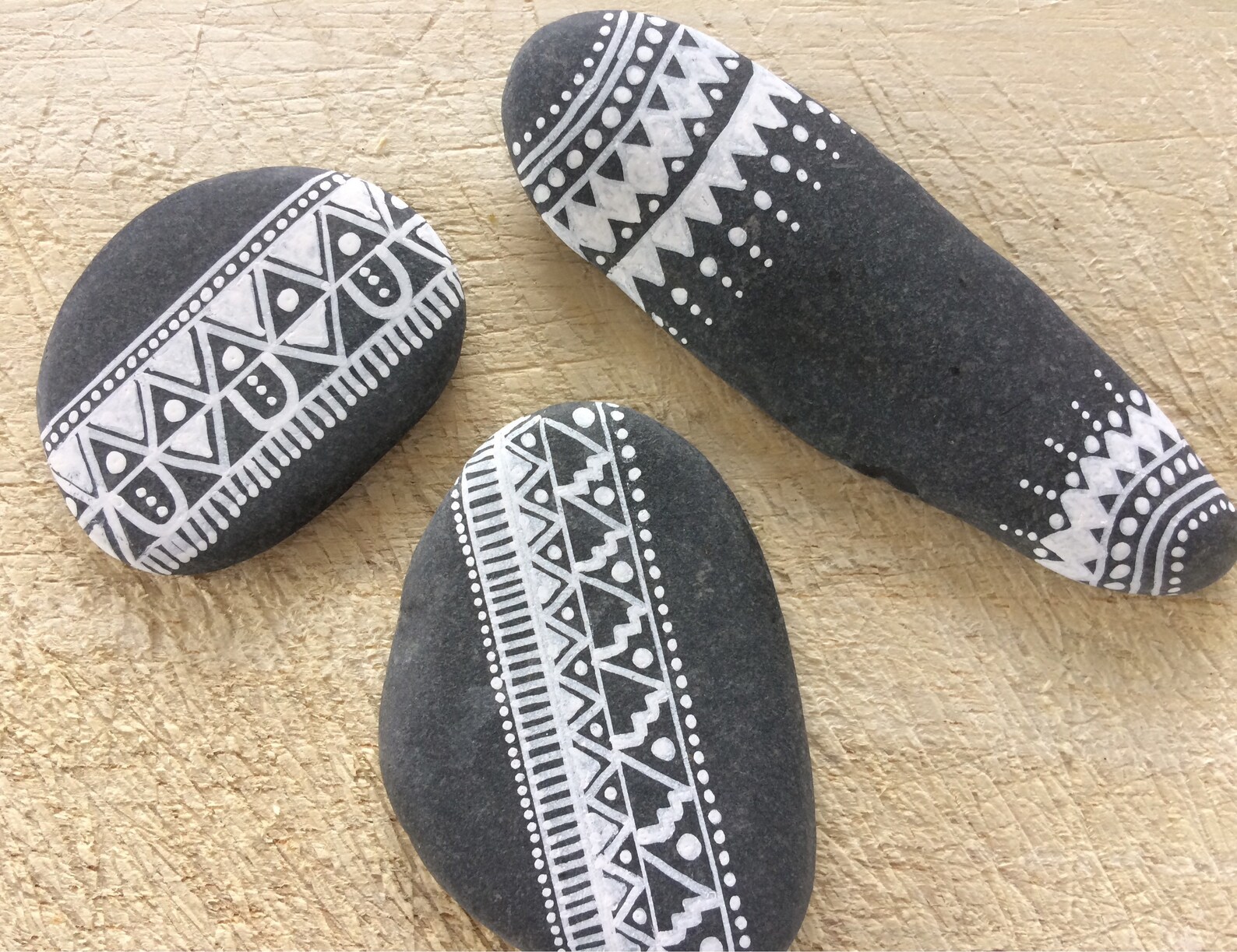 Aztec Design Painted Rocks Chevron Designs Stone Wedding - Etsy