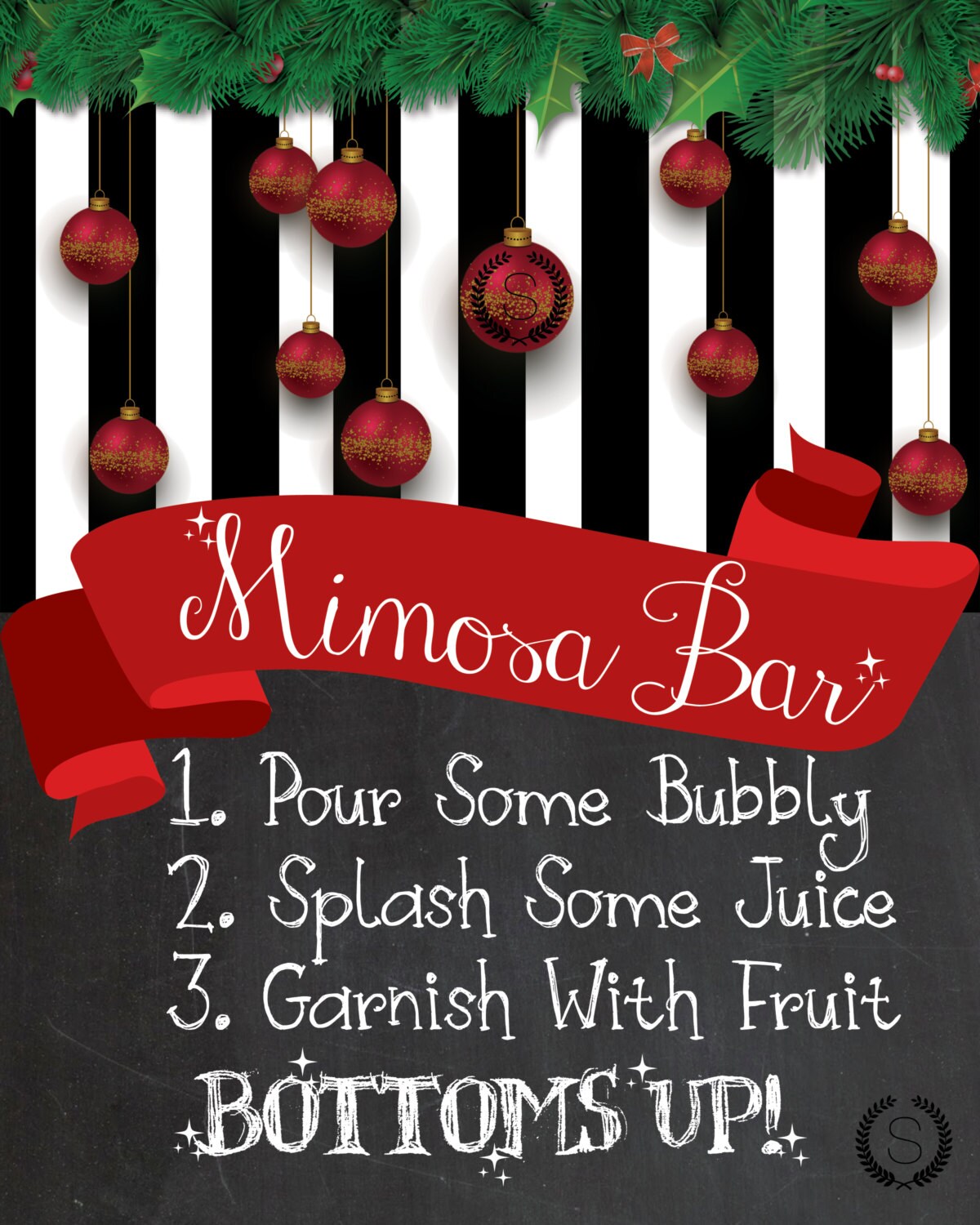 Christmas Mimosa Bar Sign Holiday Mimosa Bar Christmas Brunch Christmas ...