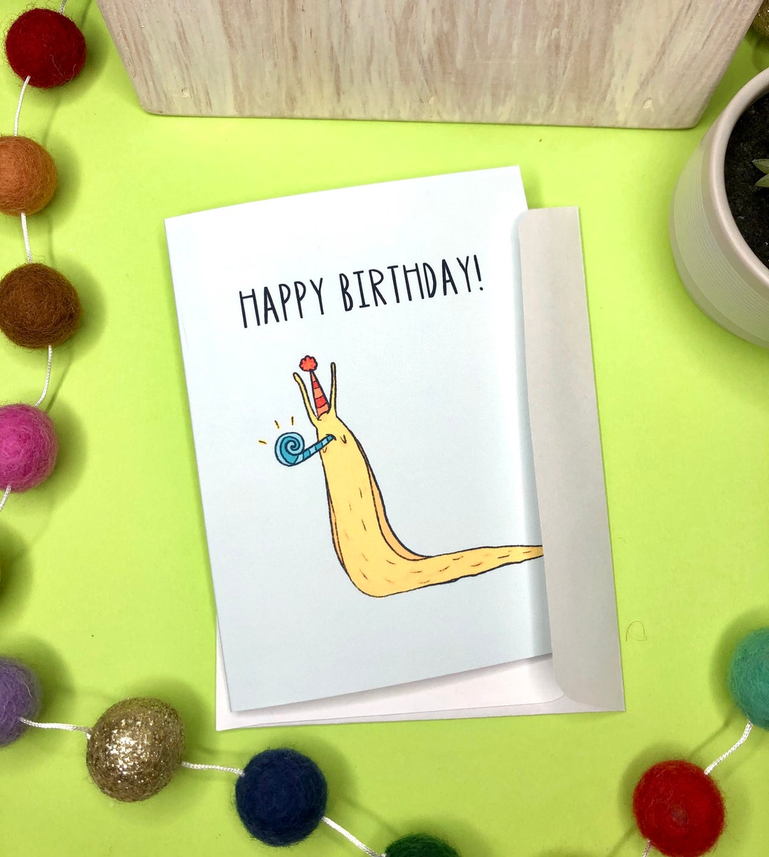 Slug Happy Birthday Card Blank Inside Party Slugs Banana Slug Funny ...