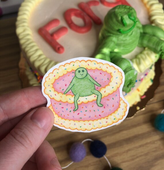 Birthday Frog Sticker Forg Cake Meme Silly Derpy Frog Viral - Etsy
