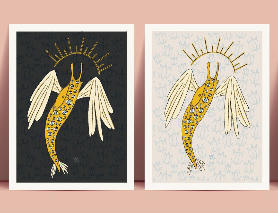 Biblically Accurate Slug Art Print Be Not Afraid Angel Slug Art Weird ...