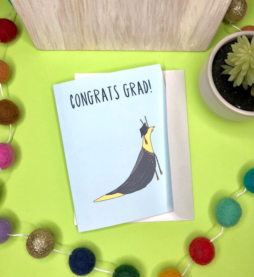 Slug Graduation Card Blank Inside Party Grad Graduate Banana Slug Card ...