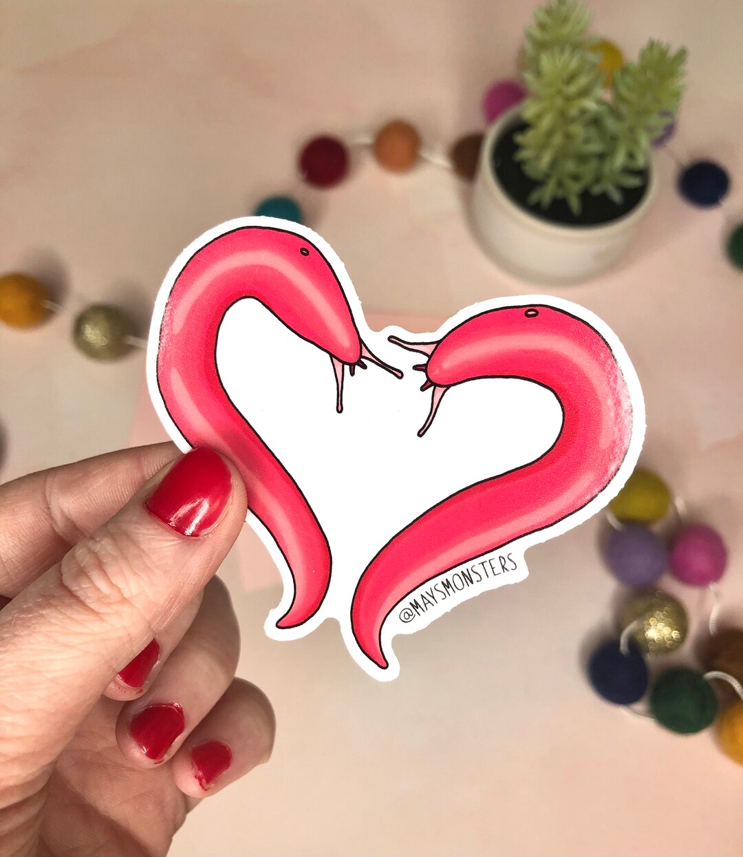 Love Slugs Sticker Waterproof Valentines Day Gift Australian Pink Slug ...