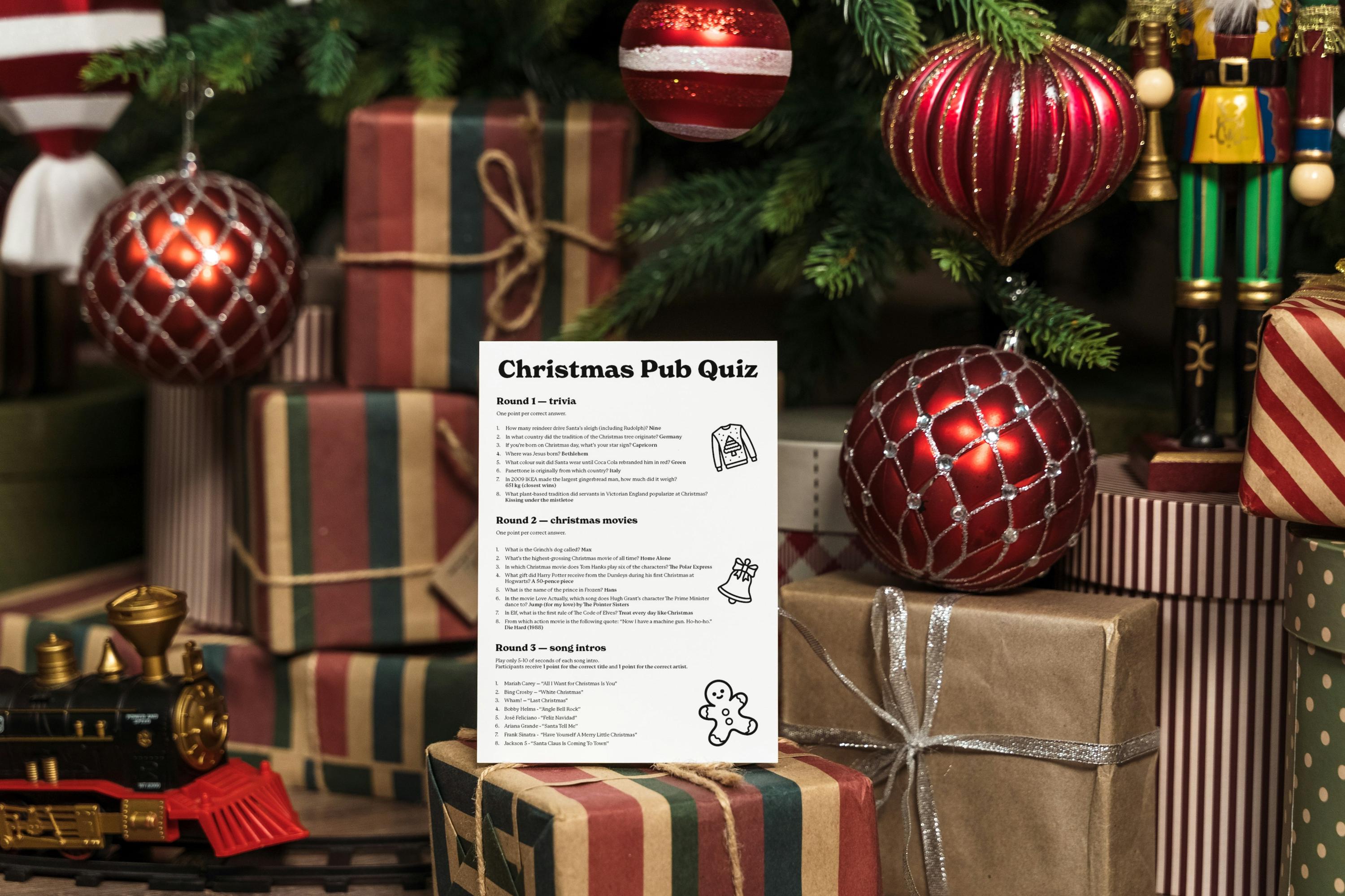 Printable Christmas Quiz, Christmas Pub Quiz With Answers, Christmas ...