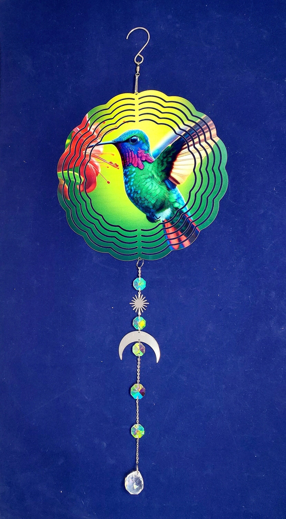 8" Hummingbird Hanging Kinetic Wind Spinner W/stabilizer Drop, Wind ...