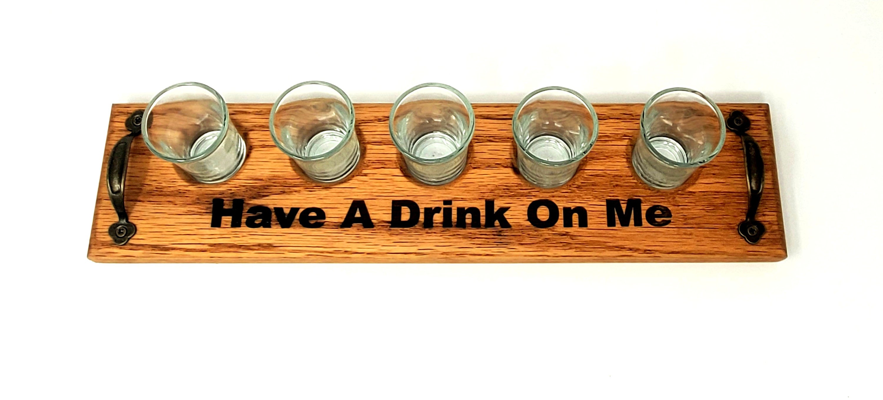 5 Shot Oak Wood Flight Serving Board, Laser Etched-unique Gift for Bar ...