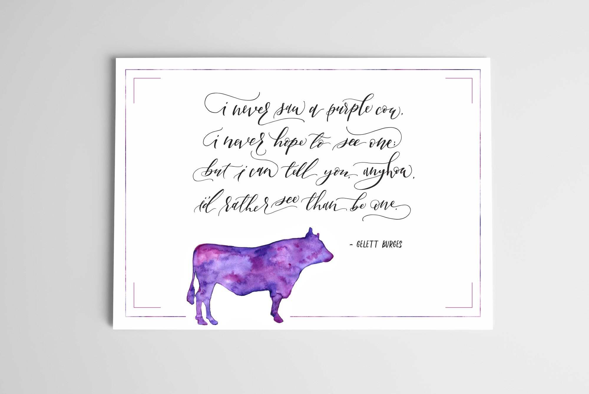 PRINTABLE Purple Cow Poem Digital Download by Gelett Burges - Etsy Canada