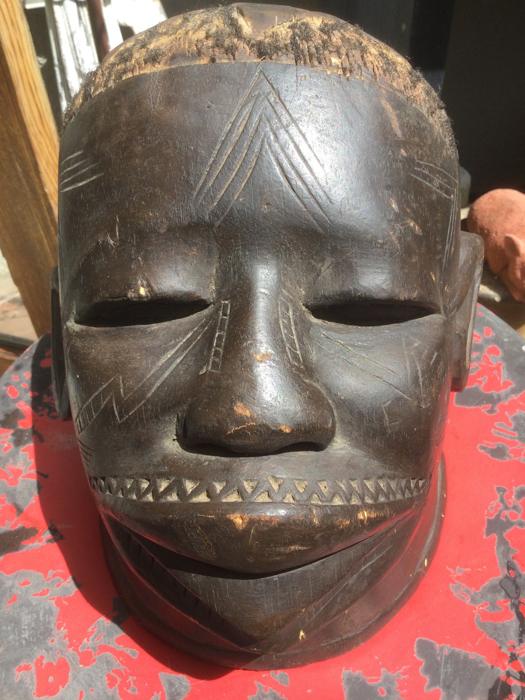 Vintage African Makonde Lipiko Helmet Mask - Etsy