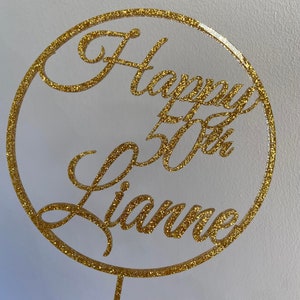 Birthday Cake Topper Circle Design Personalised With ANY Age and Name ...