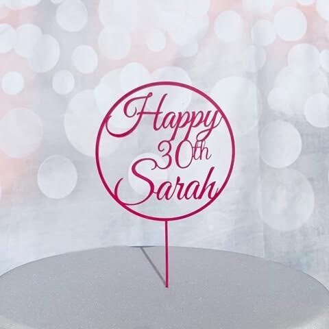Birthday Cake Topper Circle Design Personalised With ANY Age | Etsy
