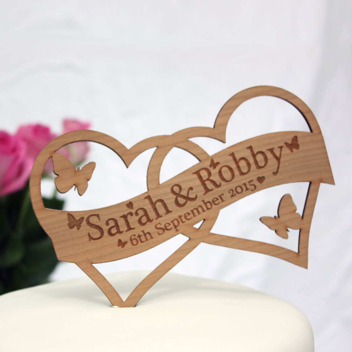 Wedding Cake Topper Decoration Heart Shaped and | Etsy