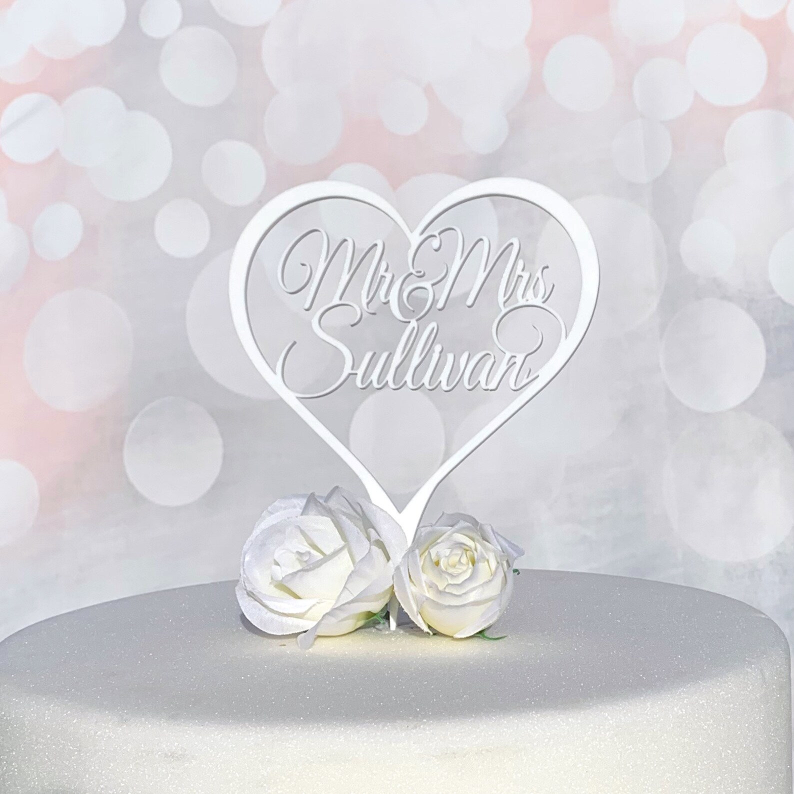 Wedding Cake Topper. Personalised Heart Cake Topper for | Etsy