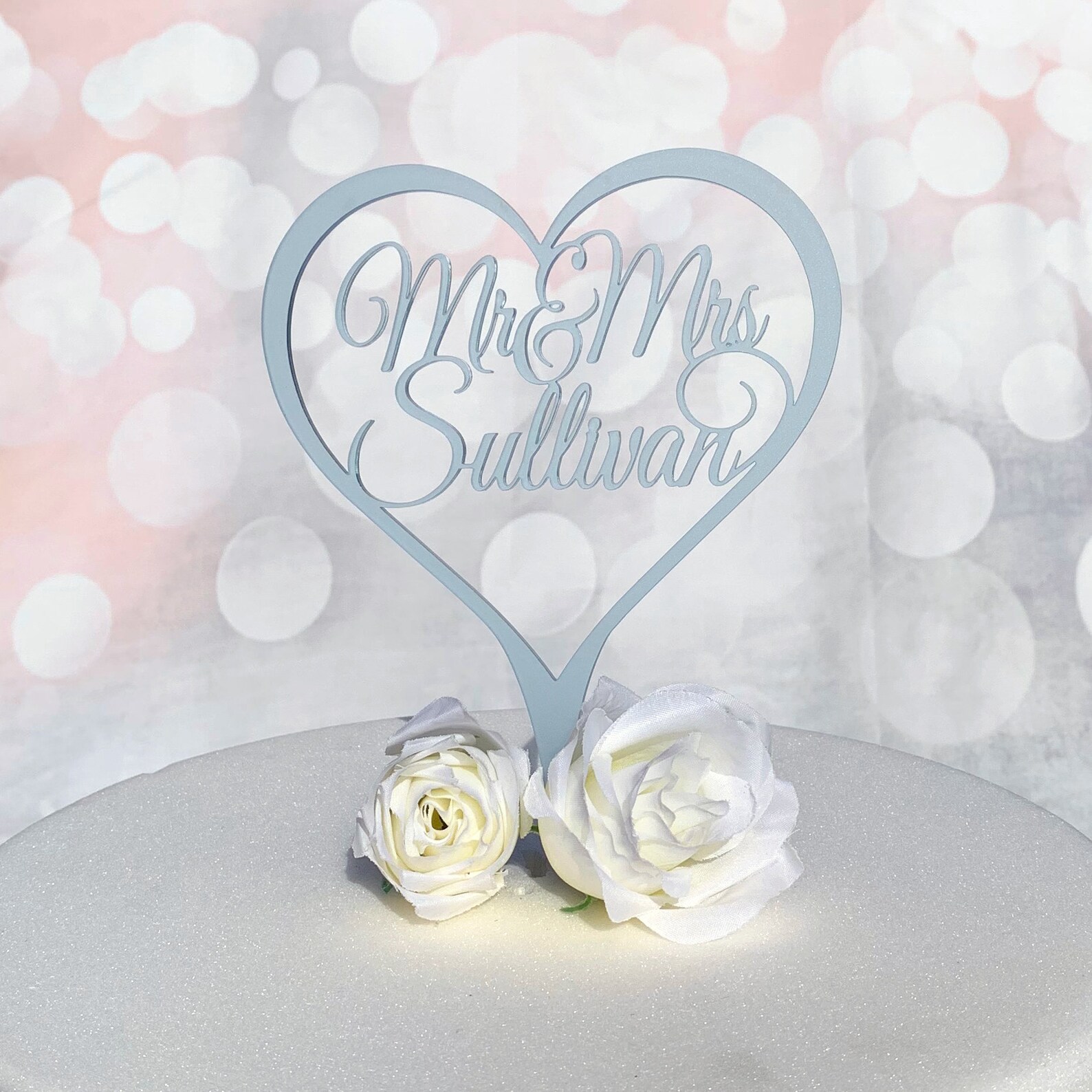 Wedding Cake Topper. Personalised Heart Cake Topper for | Etsy