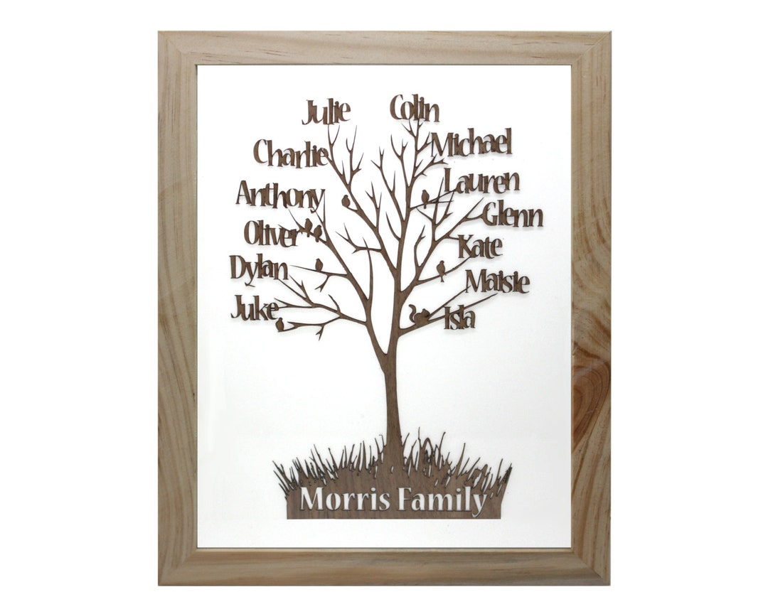 Personalised Family Tree Cut From Wood and Framed - Etsy