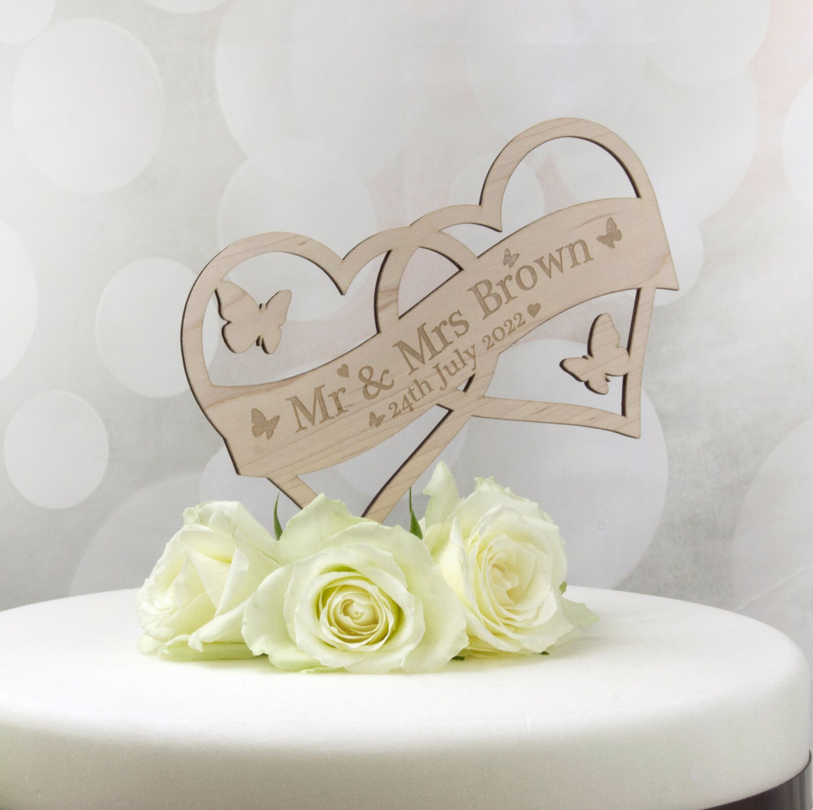 Wedding Cake Topper Decoration Heart Shaped and | Etsy