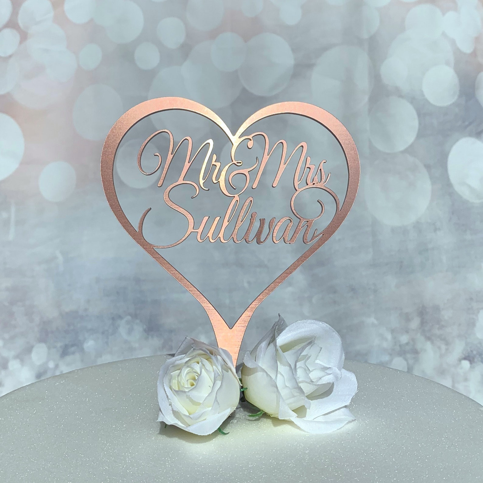 Wedding Cake Topper. Personalised Heart Cake Topper for | Etsy