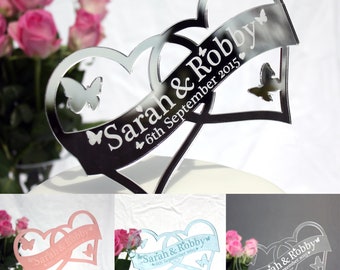 Double Heart Cake Topper - Etsy
