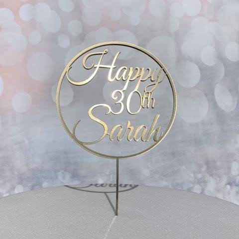 Birthday Cake Topper Circle Design Personalised With ANY Age | Etsy
