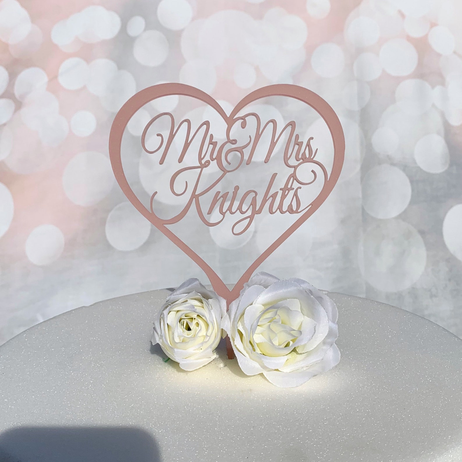 Wedding Cake Topper. Personalised Heart Cake Topper for | Etsy