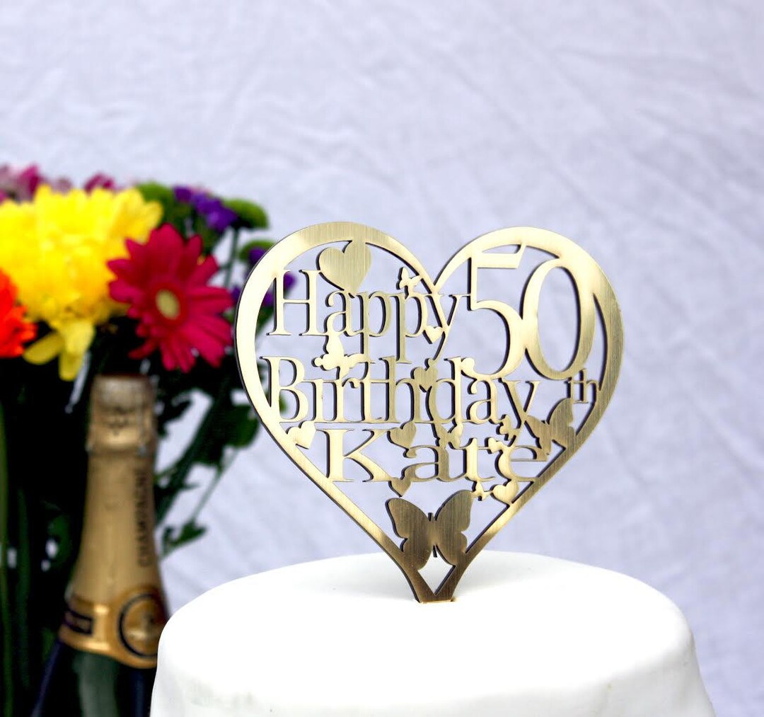 Birthday Cake Topper Heart Shaped Decoration-personalise With ANY Name ...