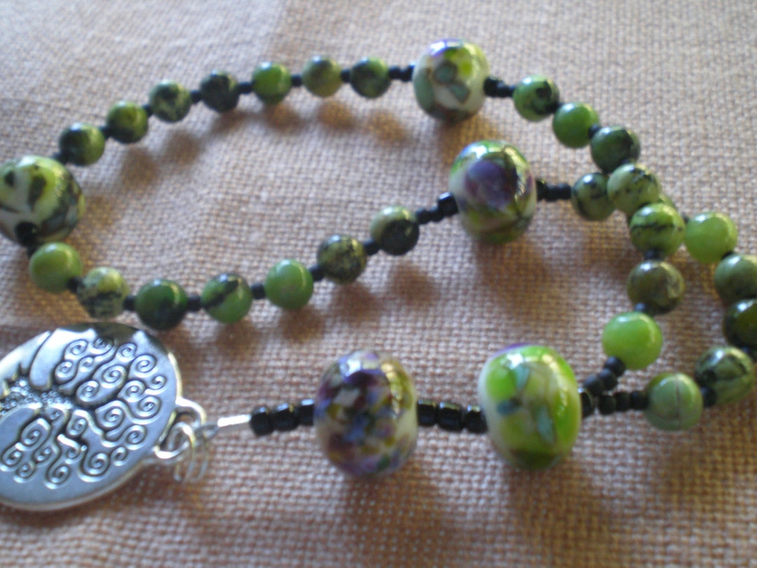 Serpentine Semiprecious Stone Artisan Glass Lampwork Tree - Etsy Hong Kong