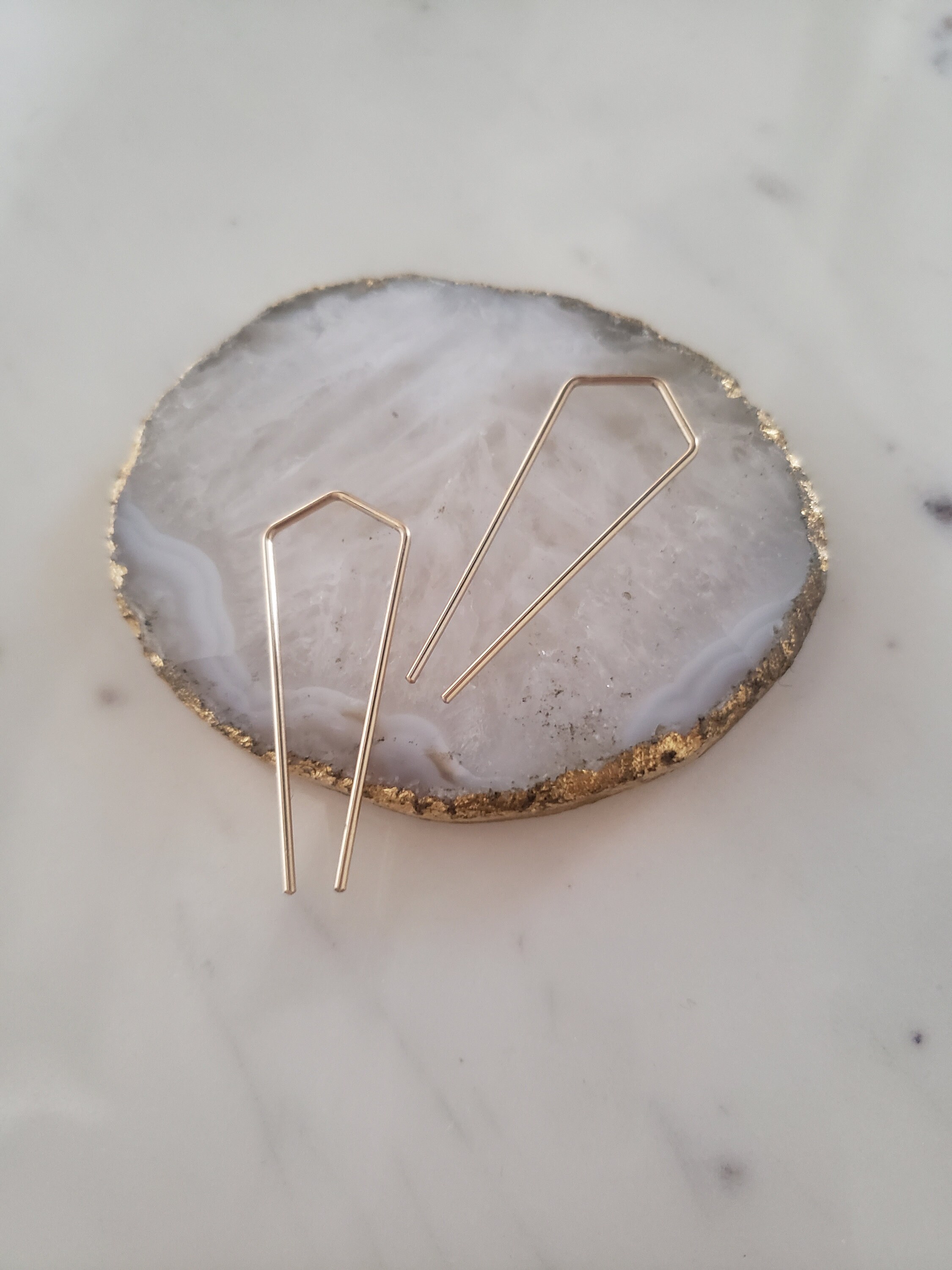 Modern gold threader earrings simple geometric earrings | Etsy