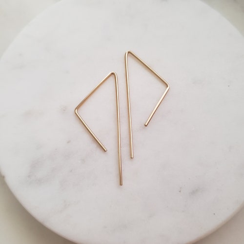 Modern Gold Threader Earrings Simple Geometric Earrings - Etsy