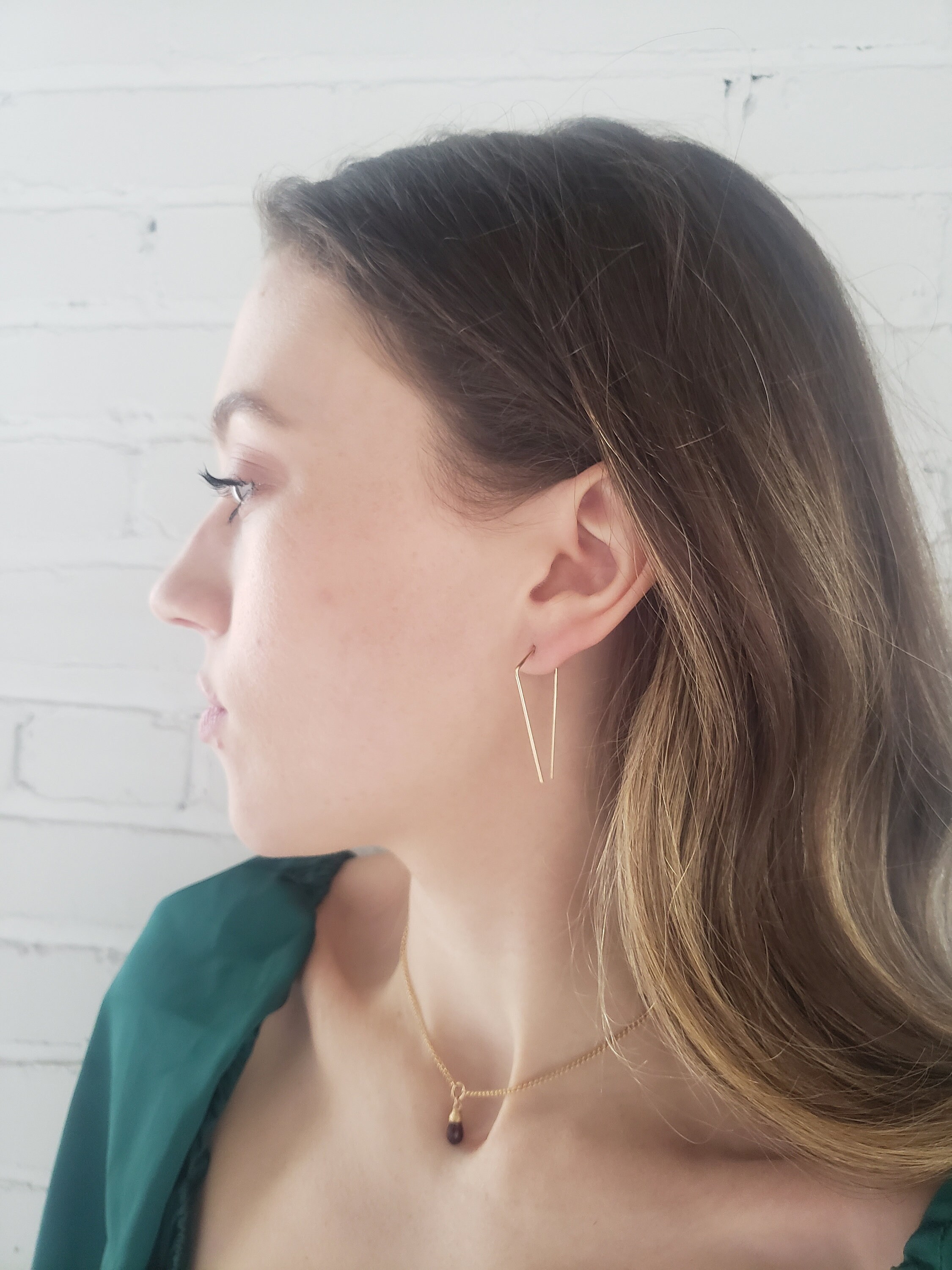 Modern gold threader earrings simple geometric earrings | Etsy