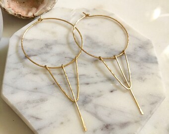 Geometric Wire Earrings Minimalist Triangle Earrings Simple | Etsy